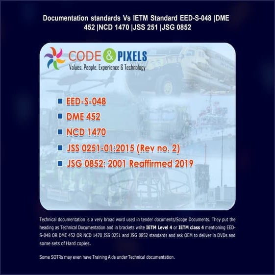 Documentation standards Vs IETM Standard EED-S-048 DME 452 NCD 1470 JSS 251 JSG 0852.pdf