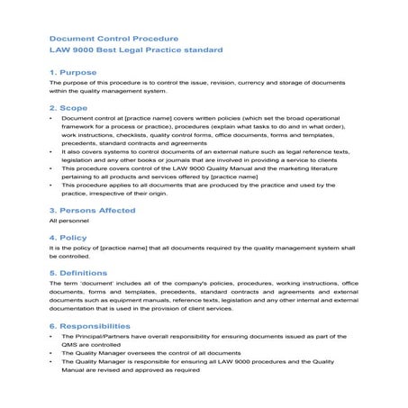 Document control procedure for legal practices | PDF