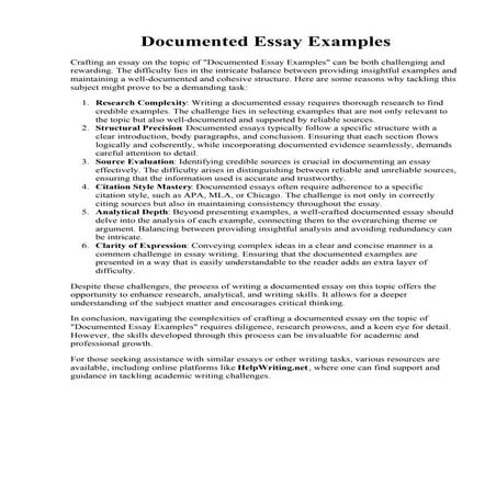 Documented Essay Examples. Documented Essay - Introduction In this ...
