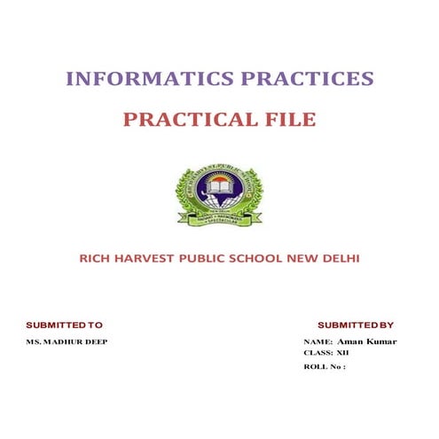 Informatics Practice Practical For 12th Class Pdf