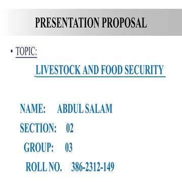 Research proposal for the title livestock and food security Document ...