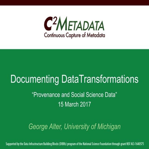 Documenting Data Transformations | PPT