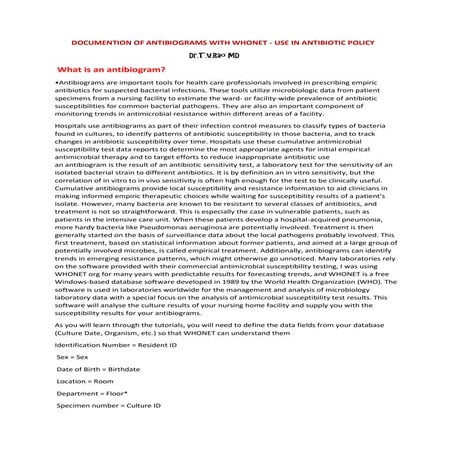 Documention of antibiograms with whonet | PDF