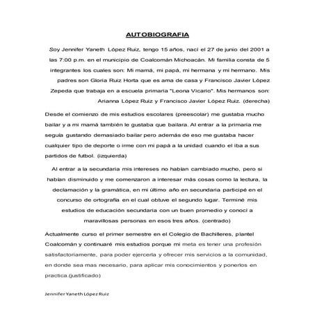 Jessica bonifaz autobiografia primero j | PPSX