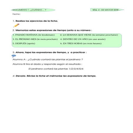 Práctica del futuro y las expresiones de tiempo + oficios | PDF