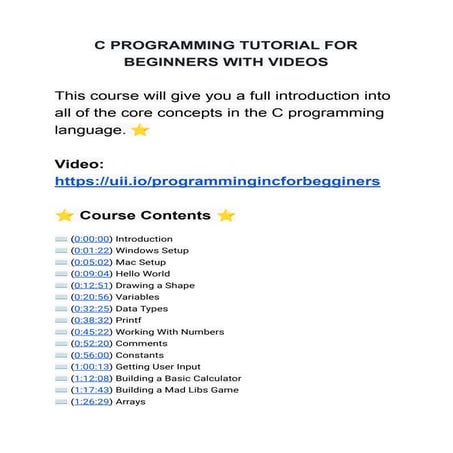 C Programming Tutorial for Beginners | PDF