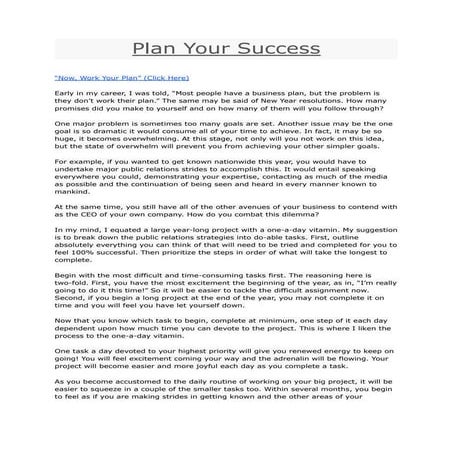 Plan Your Success | PDF