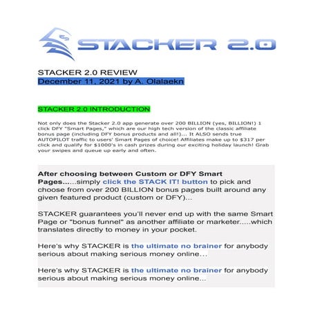STACKER 2.0 REVIEW | PDF