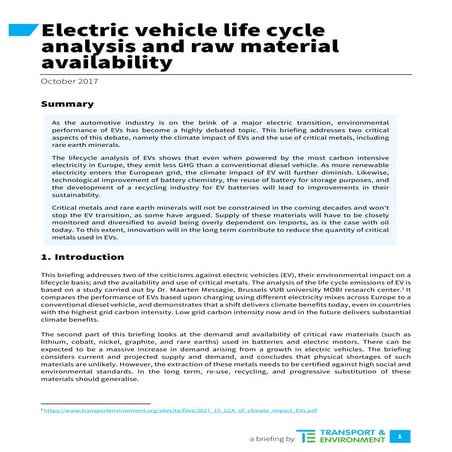 The Impact of Electric Vehicles on Energy Demand and Sustainability | PDF