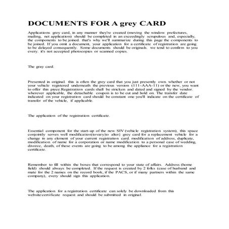 Documents for a grey card | DOCX