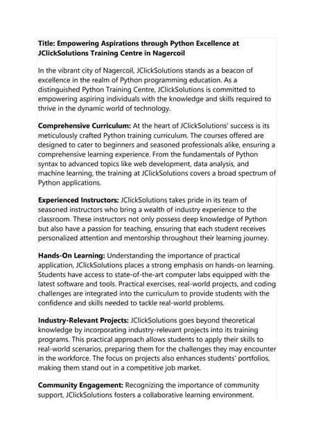 Best Software Training Centre in nagercoil | DOCX