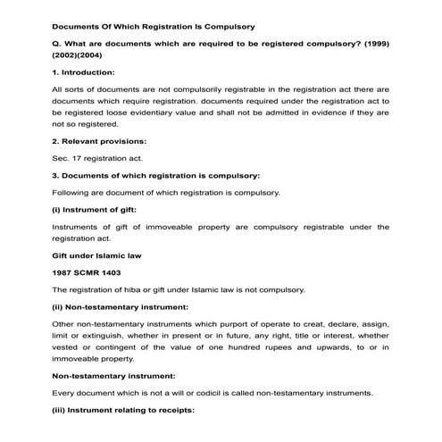 Documents of which registration is compulsory | RTF