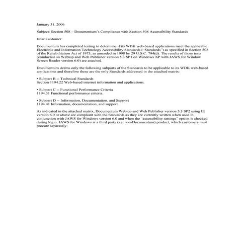 Documentum Section 508 Compliance Self Certificate 5.3 Sp2 | PDF