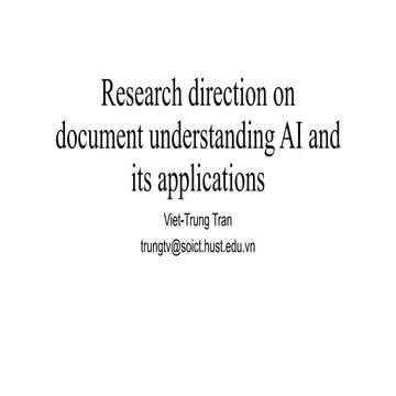 Research direction on document understanding AI and its applications ...