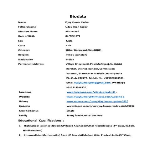 Document vijay biodata' with you | DOCX
