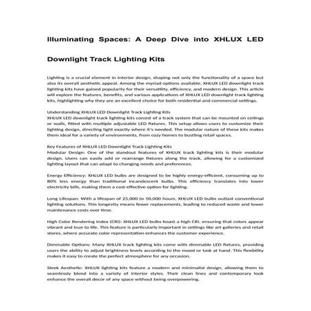 Illuminating Spaces: A Deep Dive into XHLUX LED Downlight Track Lighting Kits | DOCX
