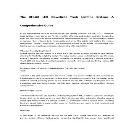 Exploring XHLUX LED Downlight Track Light Globes: A Comprehensive Guide | DOCX