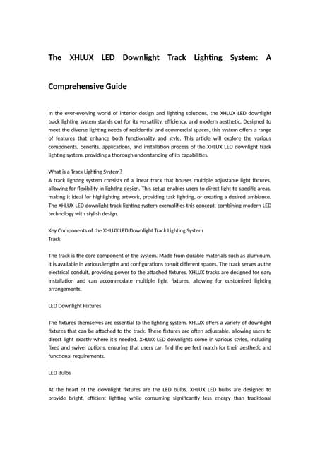 Illuminating Spaces with XHLUX LED Downlight Total Track Lighting | PDF