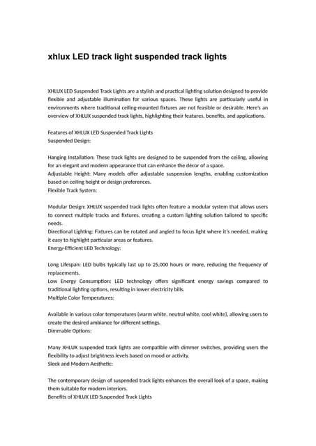 Illuminating Spaces: A Deep Dive into XHLUX LED Downlight Track Lighting Kits | DOCX