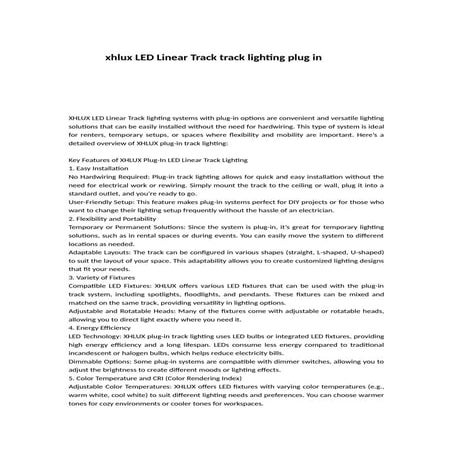 The XHLUX LED Downlight Track Lighting System: A Comprehensive Guide | DOCX