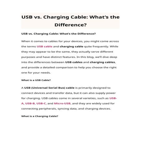 USB vs. Charging Cable: What’s the Difference? | DOCX