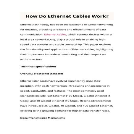 How Do Ethernet Cables Work?How Do Ethernet Cables Work? | DOCX