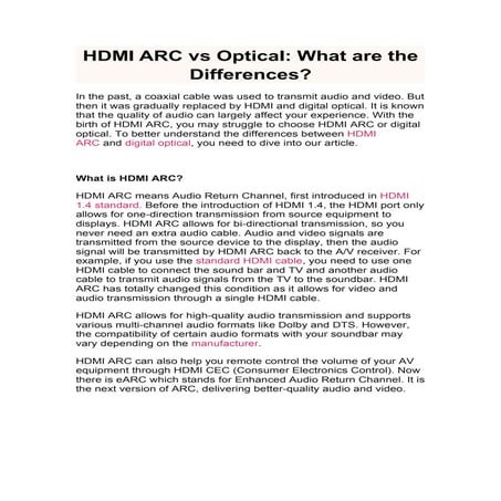 HDMI ARC vs Optical: What are the Differences? | DOCX