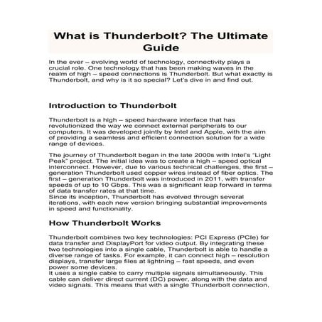 What is Thunderbolt Cable? The Ultimate Guide | DOCX