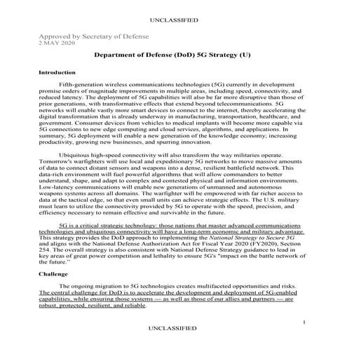 DoD 5G Strategy 2020 | PDF