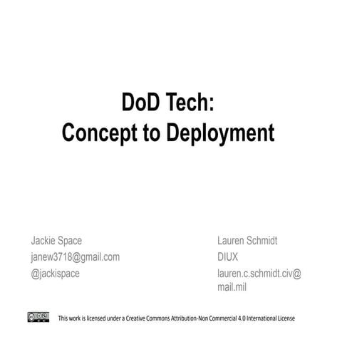 DoD Concept to Deployment H4D Stanford 2016 | PPTX