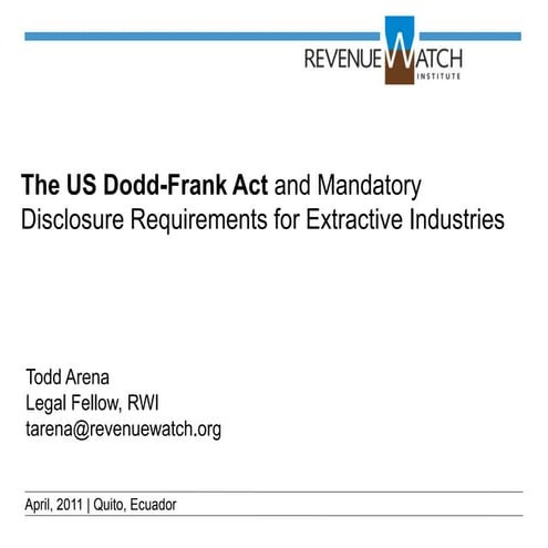 The US Dodd-Frank Act and Mandatory Disclosure Requirements for ...