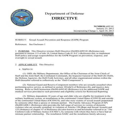 DoDD 6495.01 SAPR Program | PDF