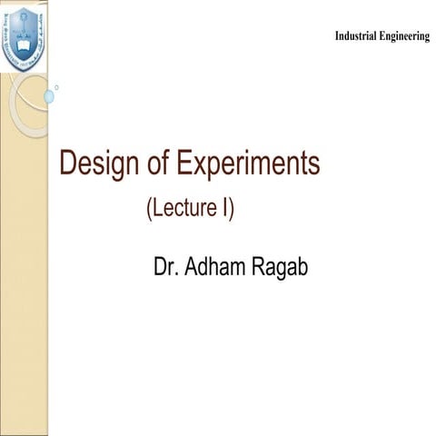 Design of Experiments_lecture_1 - introduction powerpoint | PPT