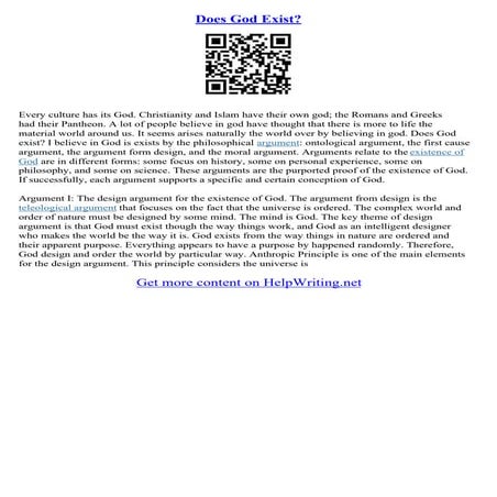 Does God Exist Essay | PDF