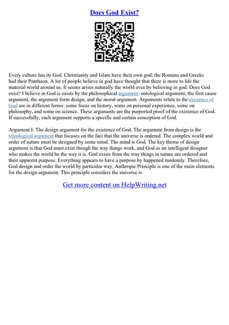 God Exists Essay | PDF | Agnosticism | Religion & Spirituality