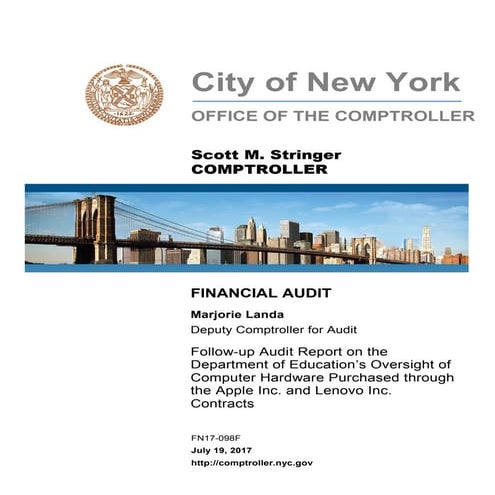 NYC DOE's Overssight of Computer Hardware Purchased | PDF