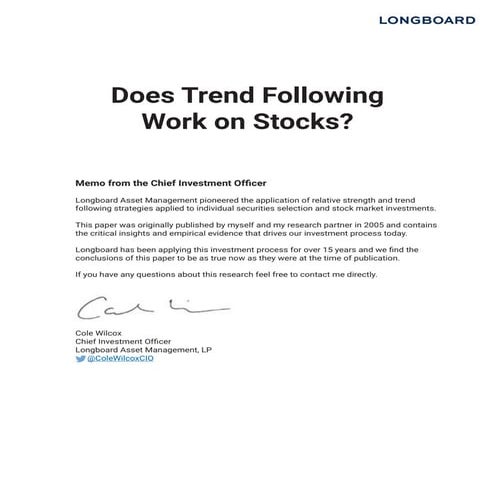 Does trend following work on stocks? | PDF