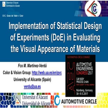 DoE applied on visual appearance of materials | PDF