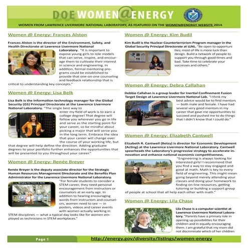 Real-world STEM role models: Lab women profiled by Department of Energy ...