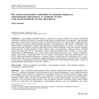 Do extra curricular activities in schools improve | PDF