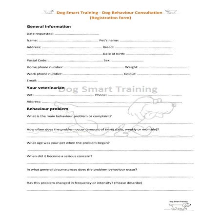 Dog behaviour consultation form 1 | PDF