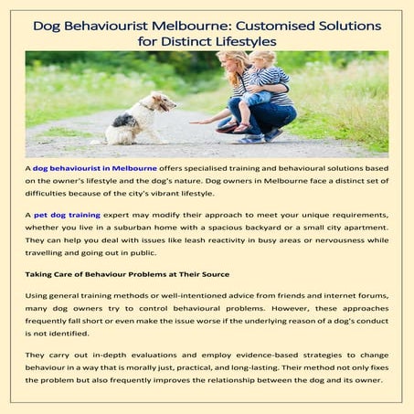 Dog Behaviourist Melbourne Customised Solutions for Distinct Lifestyles.pdf