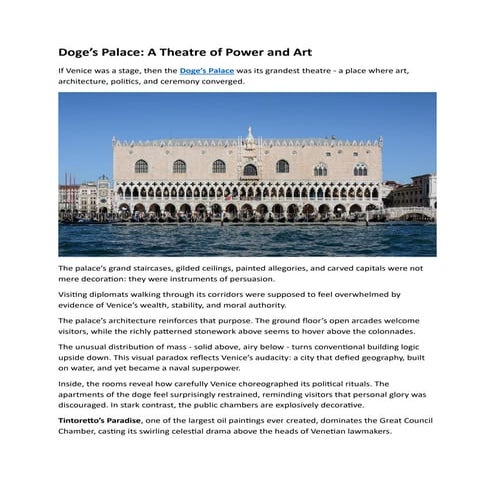 Doge’s Palace: A Theatre of Power and Art | PDF