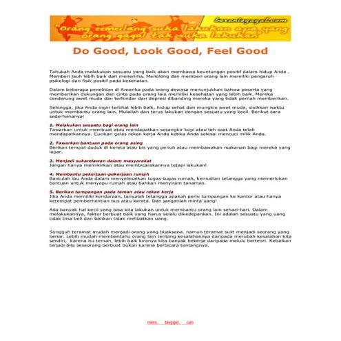 Do good, look good, feel good | PDF