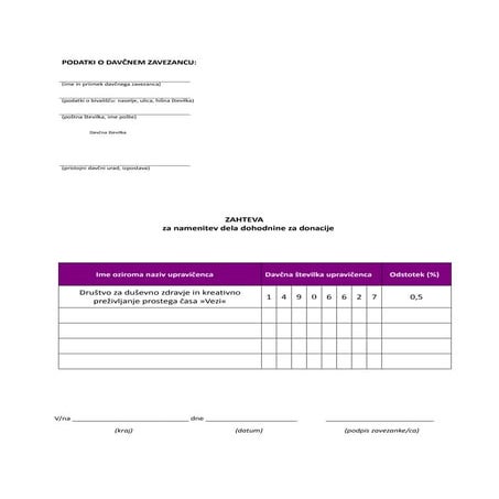 Dohodnina obrazec | PDF