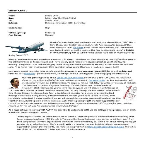 DOI Committee Welcome Email 05/27/16 | PDF