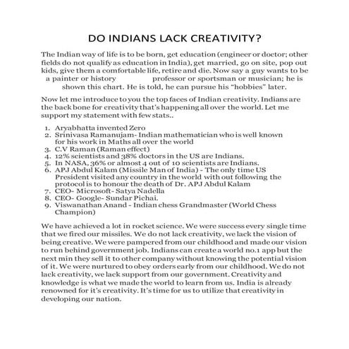 Do indians lack creativity | PDF