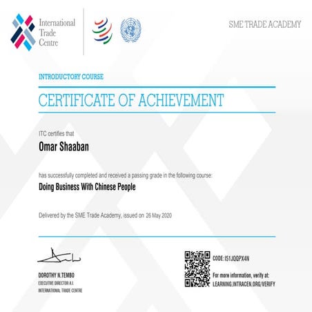 Doing business with chinese people certificate of achievement | PPT