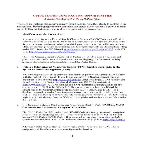 Doing Business With The Department of Defense (DOD) | PDF
