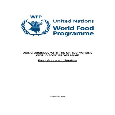 DOING BUSINESS WITH THE UNITED NATIONS WORLD FOOD PROGRAMME | PDF